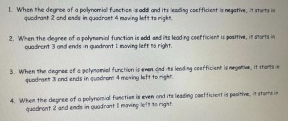 Solved 1. When the degree of a polynomial function is odd | Chegg.com