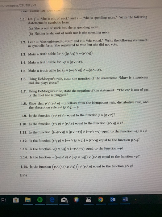 write the following statement in symbolic form