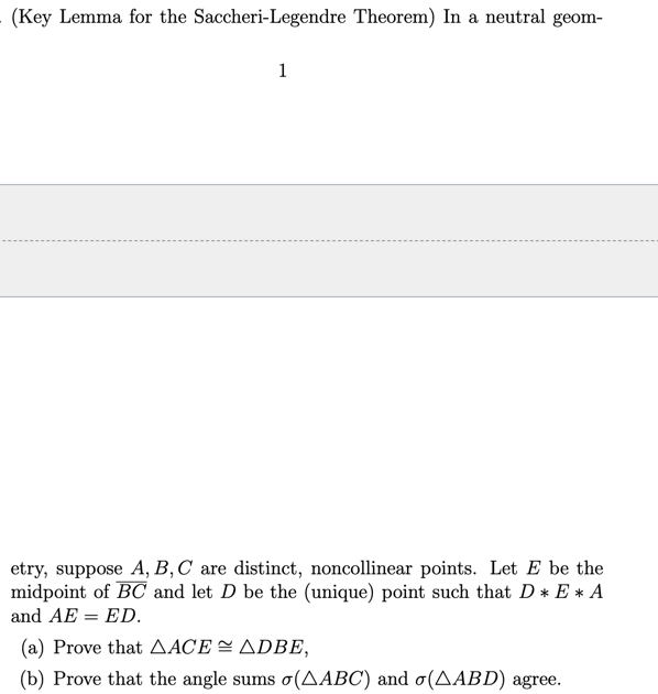 Key Lemma for the Saccheri-Legendre Theorem) In a | Chegg.com