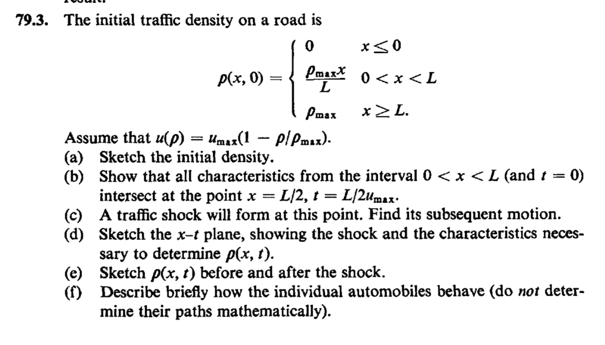 Solved 79.3. The initial traffic density on a road is 0 * 30 | Chegg.com