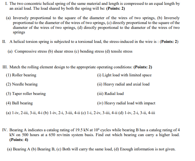 Solved 1. The two concentric helical spring of the same | Chegg.com