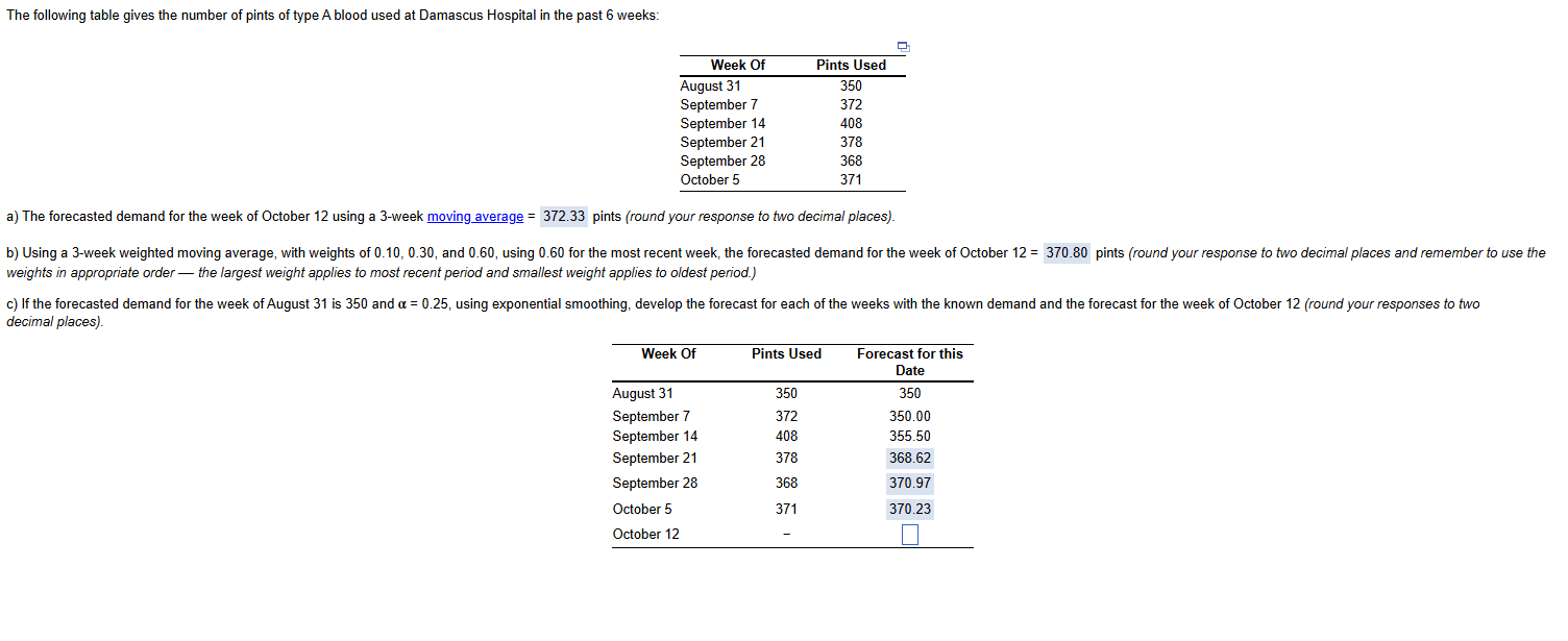 Solved The following table gives the number of pints of type | Chegg.com