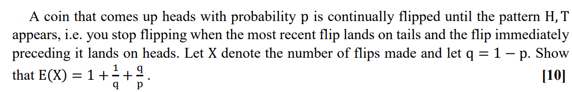 Solved A coin that comes up heads with probability p is | Chegg.com