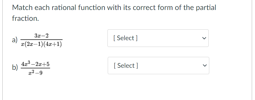 Solved Match each rational function with its correct form of | Chegg.com