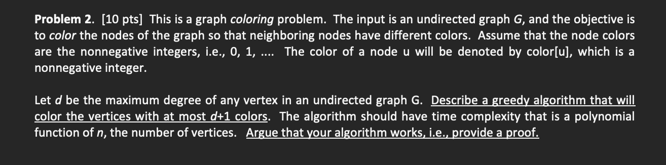 Problem 2. [10 pts] This is a graph coloring problem. | Chegg.com