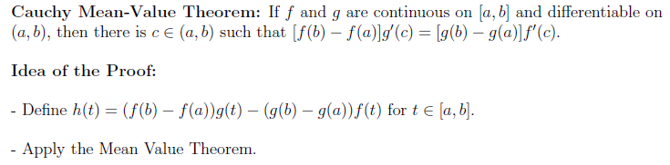 Solved Cauchy Mean-Value Theorem: If f and g are continuous | Chegg.com