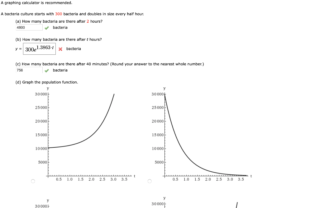 Solved A graphing calculator is recommended. A bacteria | Chegg.com
