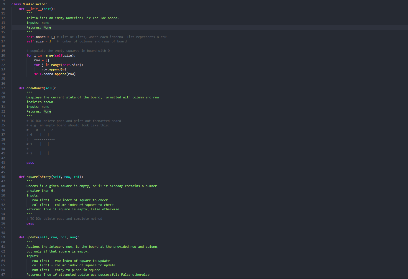 Solved 1. The __init__ method has been completed for you. | Chegg.com ...