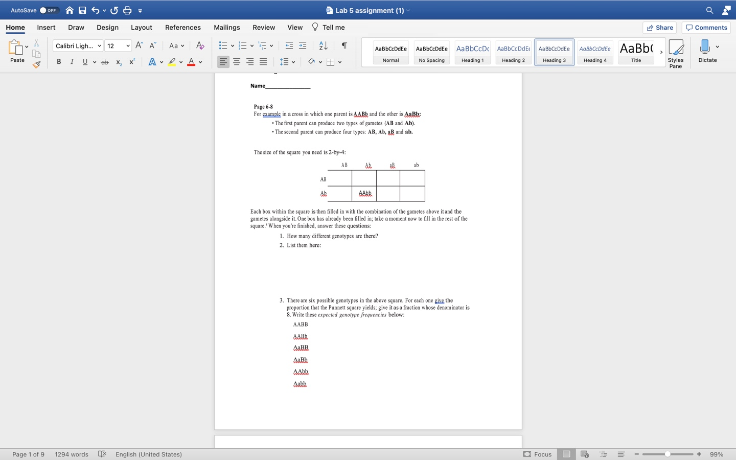 Solved AutoSave OFF ñosu Lab 5 assignment (1) Home Insert | Chegg.com