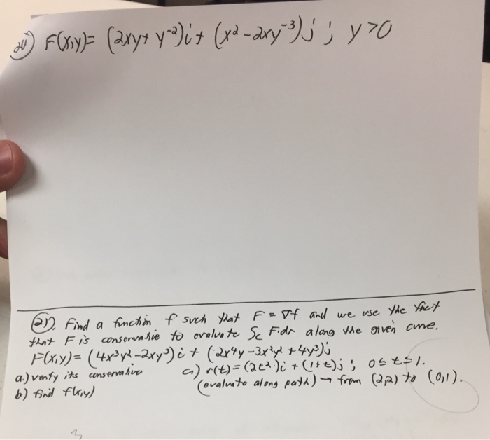 Solved F(x, y) = (2xy + y^-2)i + (x^2 - 2xy^-3)j; y > 0 | Chegg.com