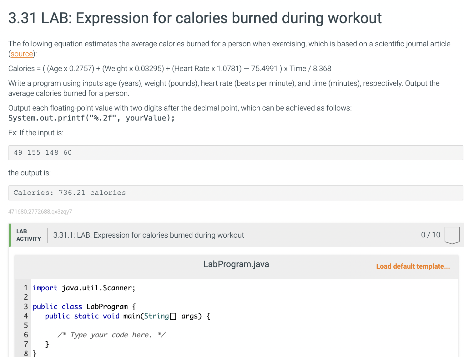 Solved The following equation estimates the average calories | Chegg.com