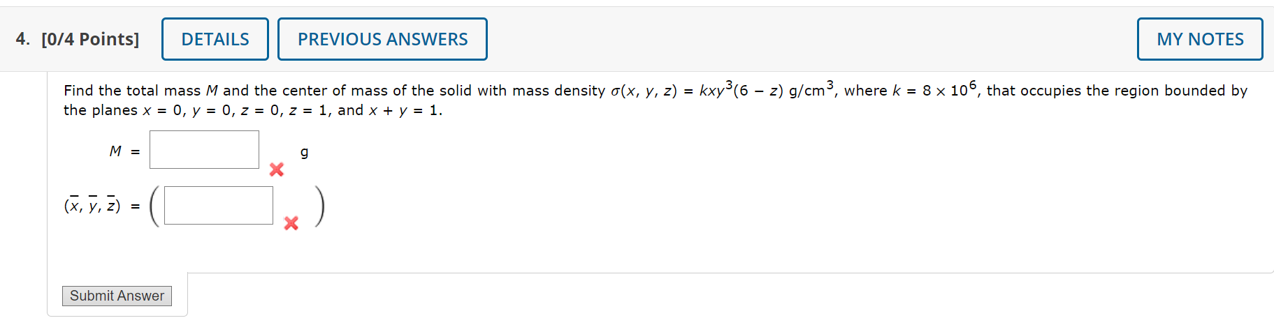 Solved Find the total mass M and the center of mass of the | Chegg.com