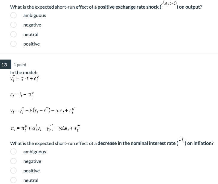 Solved What is the expected short-run effect of a positive | Chegg.com