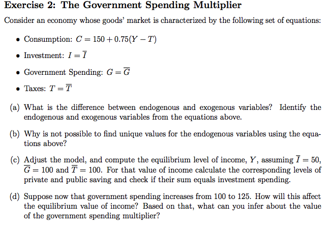 Solved Exercise 2: The Government Spending Multiplier | Chegg.com