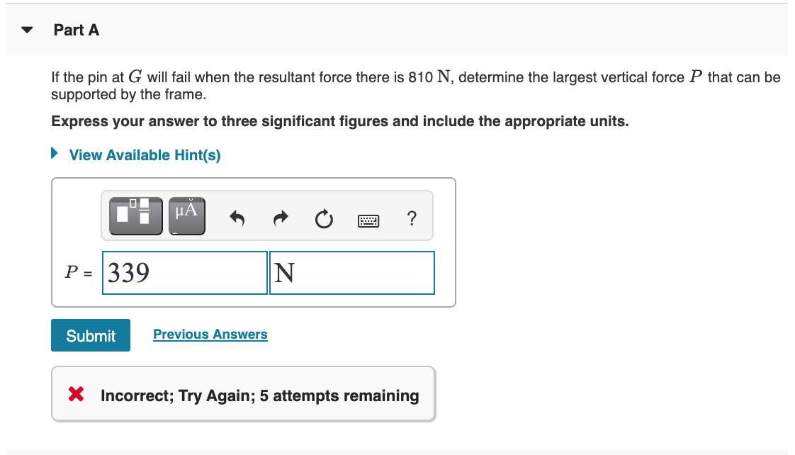 Solved The four-member "A" frame shown in (Figure 1) is | Chegg.com
