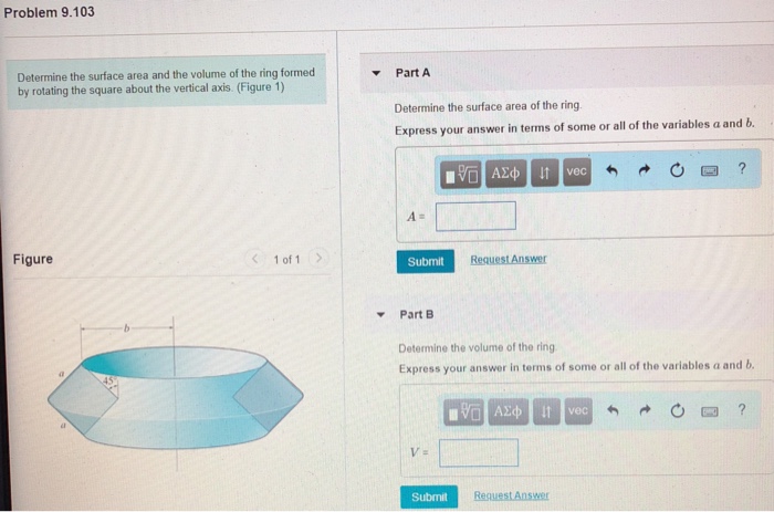 Solved Problem 9.103 Determine the surface area and the | Chegg.com