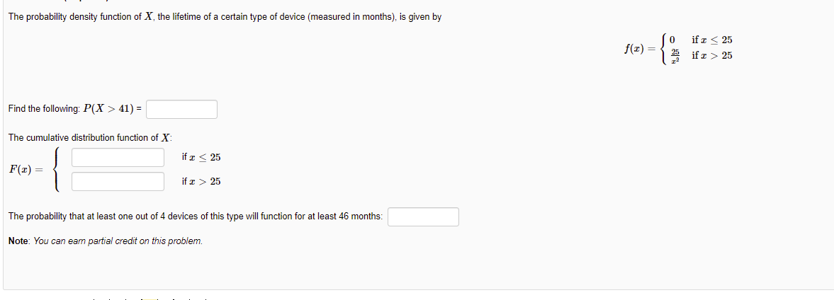 Solved The probability density function of X, the lifetime | Chegg.com