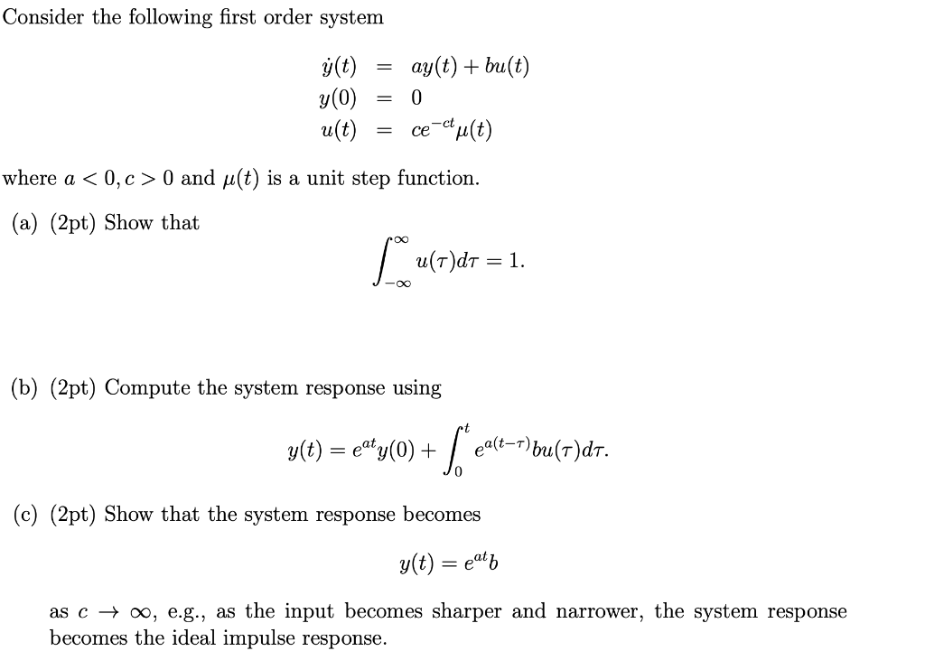 Solved Consider the following first order system | Chegg.com