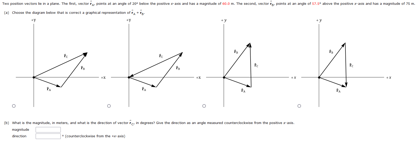 Solved Two position vectors lie in a plane. The first, | Chegg.com