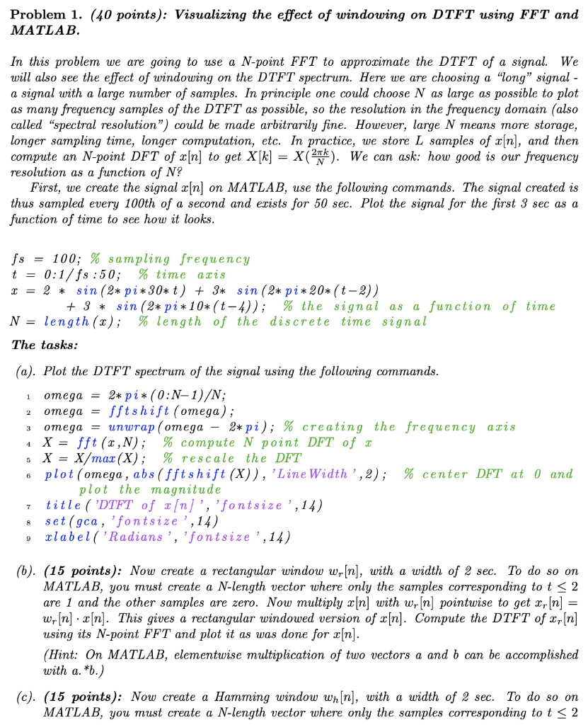Solved Problem 1. (40 points): Visualizing the effect of | Chegg.com