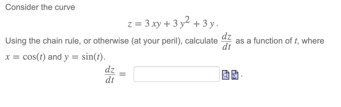 Solved Consider the curve z = 3 xy + 3 y2 + 3 y. dz Using | Chegg.com