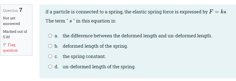 Solved If a particle is connected to a spring, the elastic | Chegg.com