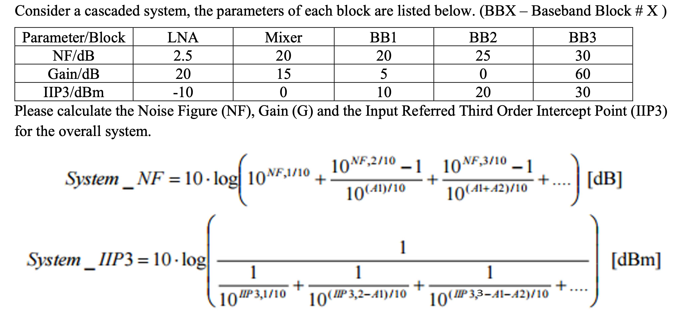 Consider a cascaded system, the parameters of each | Chegg.com