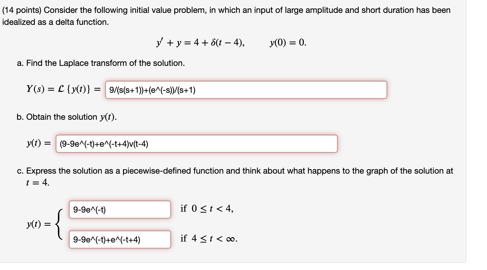 Solved 14 points) Consider the following initial value | Chegg.com