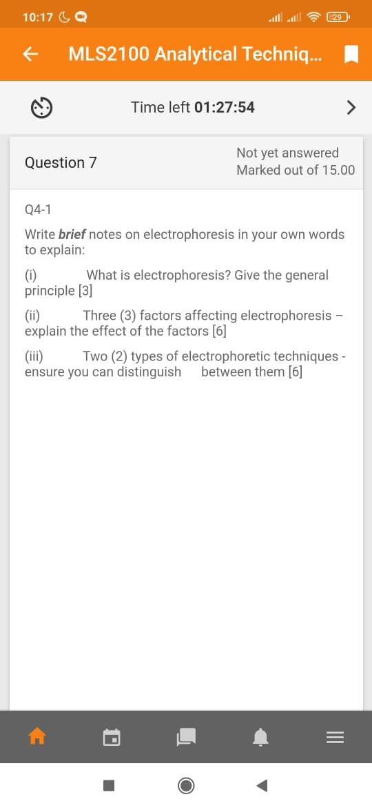 Solved 10:17 TQ MLS2100 Analytical Techniq... Time left | Chegg.com