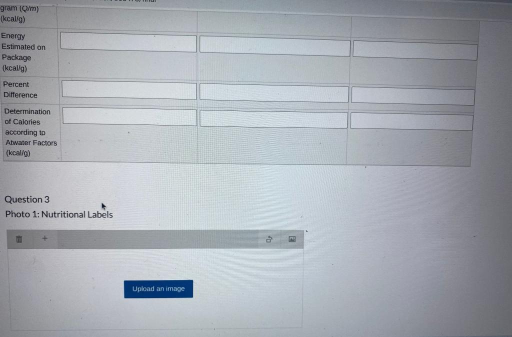 Solved Question 3 Photo 1: Nutritional Labels | Chegg.com