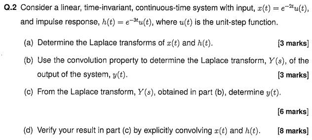 Solved .2 Consider a linear, time-invariant, continuous-time | Chegg.com