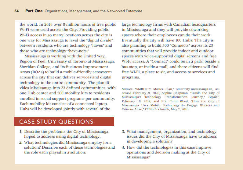 Solved I he City of IVIssissauga Goes Digital The City of | Chegg.com