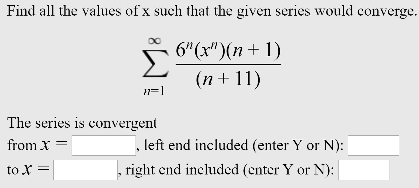 Solved Find all the values of x such that the given series | Chegg.com