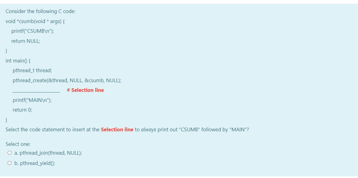 Solved Consider the following C code: void *csumb(void * | Chegg.com