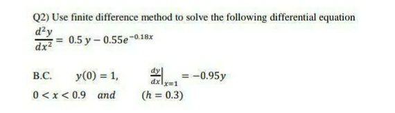 Solved Q2) Use finite difference method to solve the | Chegg.com