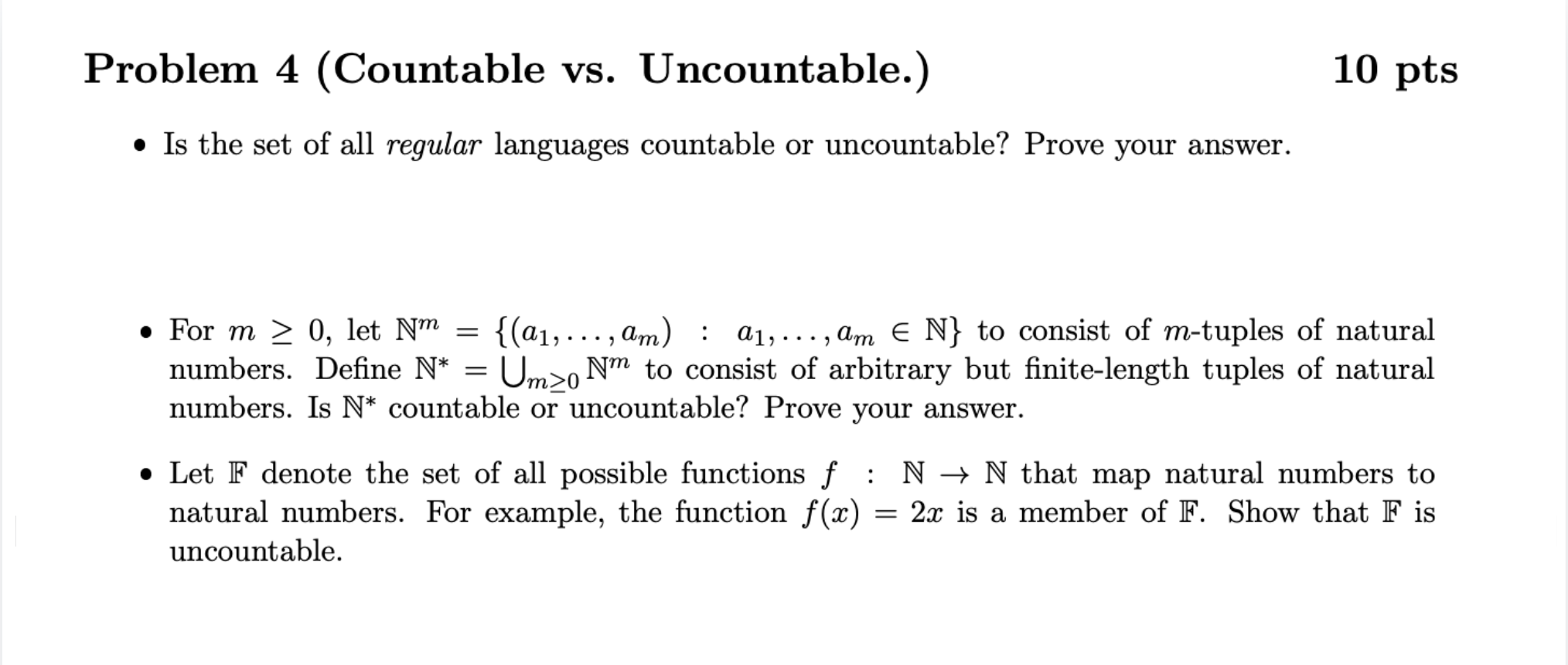 Solved Problem 4 (Countable vs. ﻿Uncountable.)Is the set of | Chegg.com