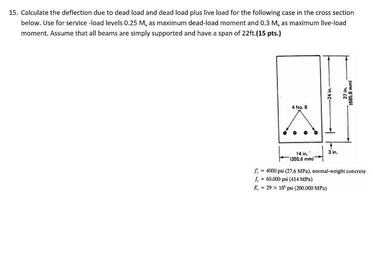 Solved Calculate the deflection due to dead load and dead | Chegg.com