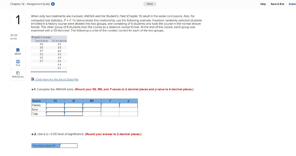 Solved Chapter 12- Assignment (Lab) Seved Help Save & Exit | Chegg.com