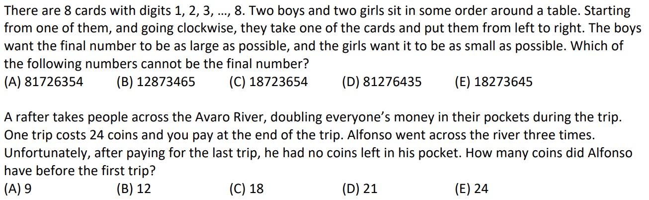 Solved There are 8 cards with digits 1,2,3,…,8. Two boys and | Chegg.com