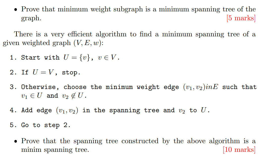 Solved A weighted graph is a graph G=(V,E,w) where V and E | Chegg.com