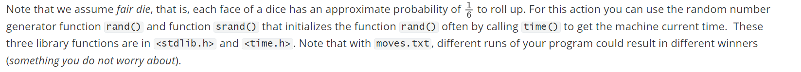 Solved You are to program a dice game that has two players | Chegg.com