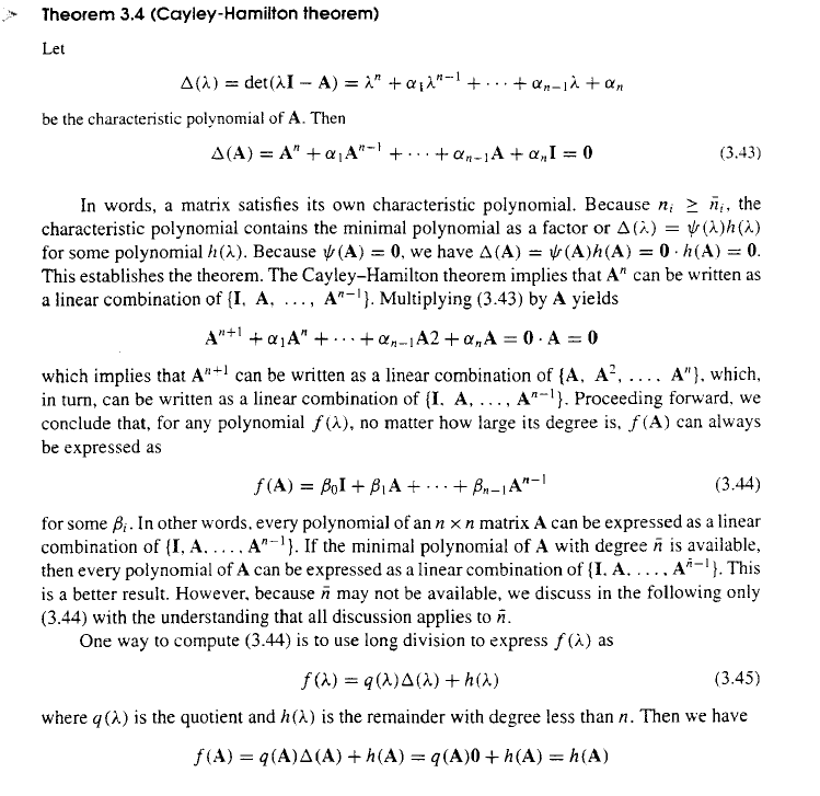 Solved BY USING Cayley Hamilton theorem.BOOK NAME LINEAR | Chegg.com