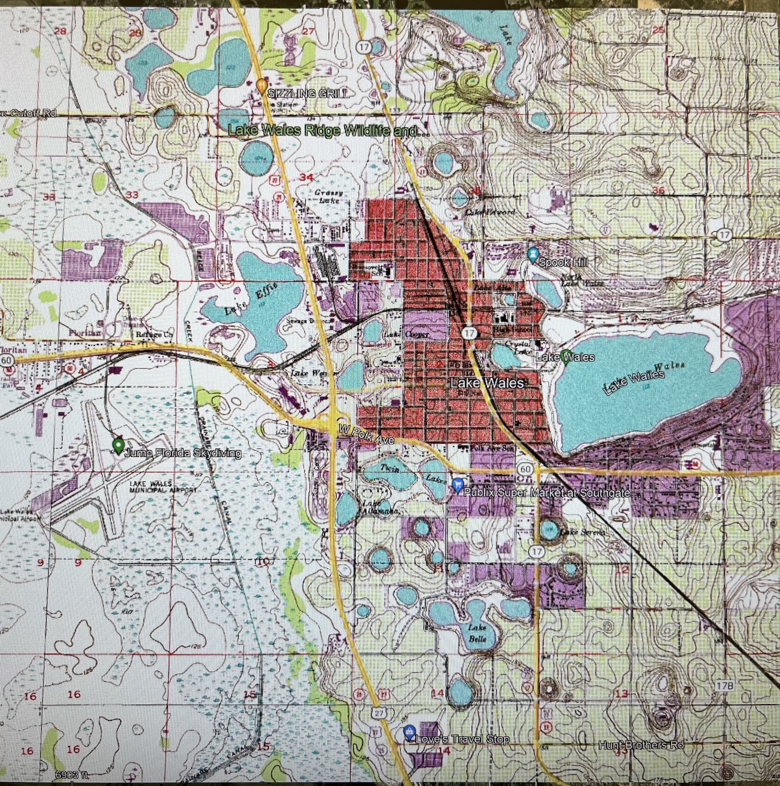 Solved Using the Lake Wales, FL topo map, notice the large | Chegg.com