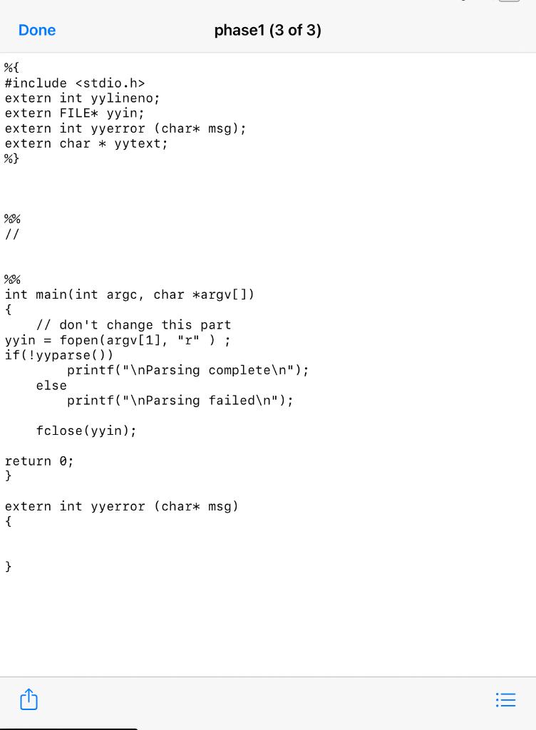 For this phase, you will use Lex tool for writing the | Chegg.com