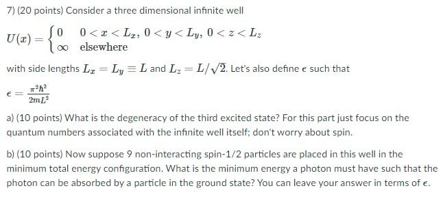 Solved ) = { 7) (20 points) Consider a three dimensional | Chegg.com