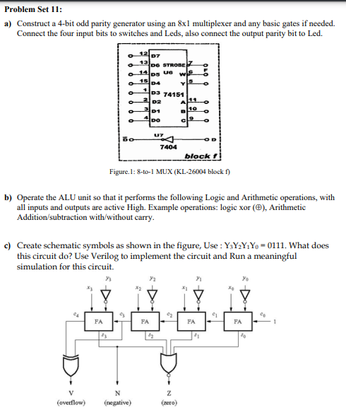 Solved Problem Set 11: a) Construct a 4-bit odd parity | Chegg.com