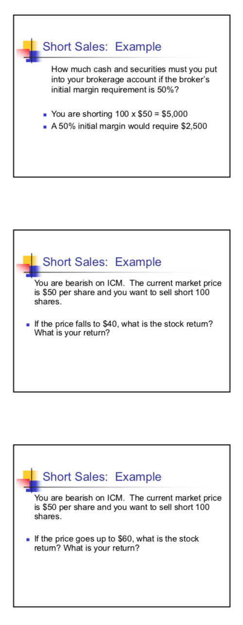 Solved Short Sales: Example How much cash and securities | Chegg.com