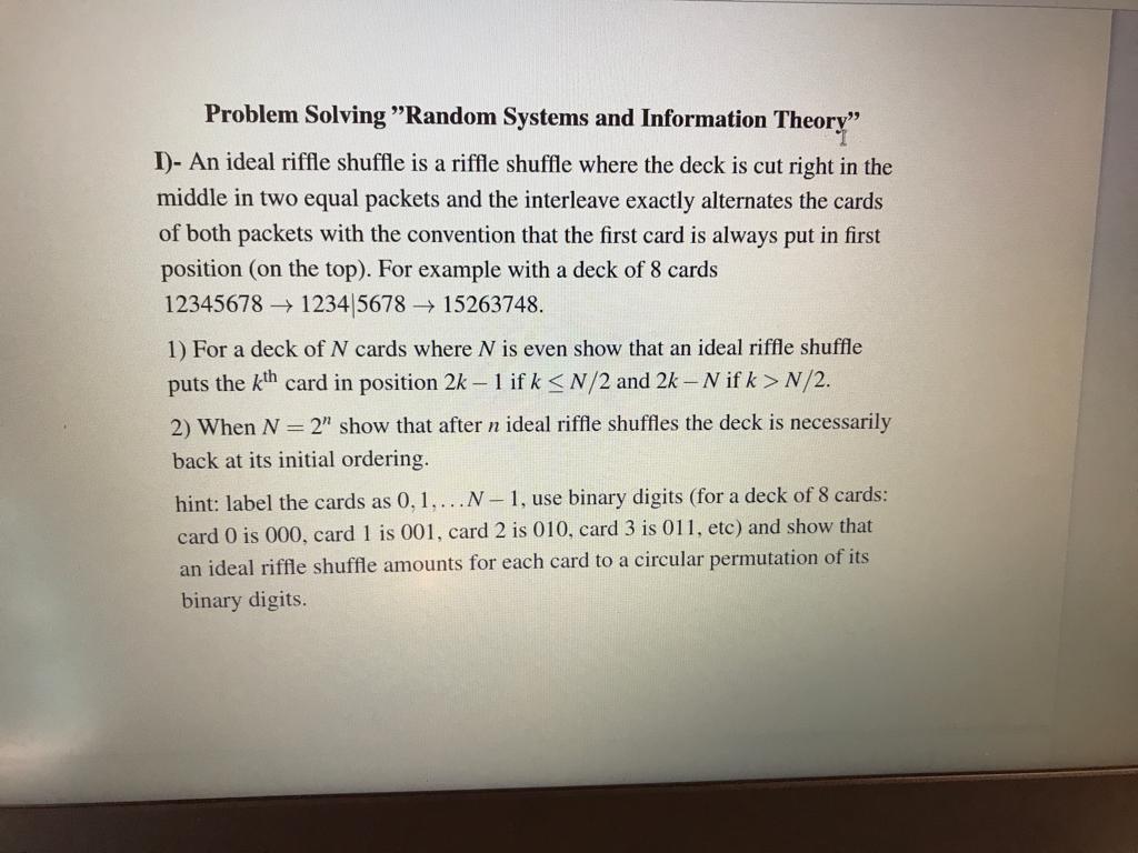Solved Problem Solving "Random Systems and Information | Chegg.com