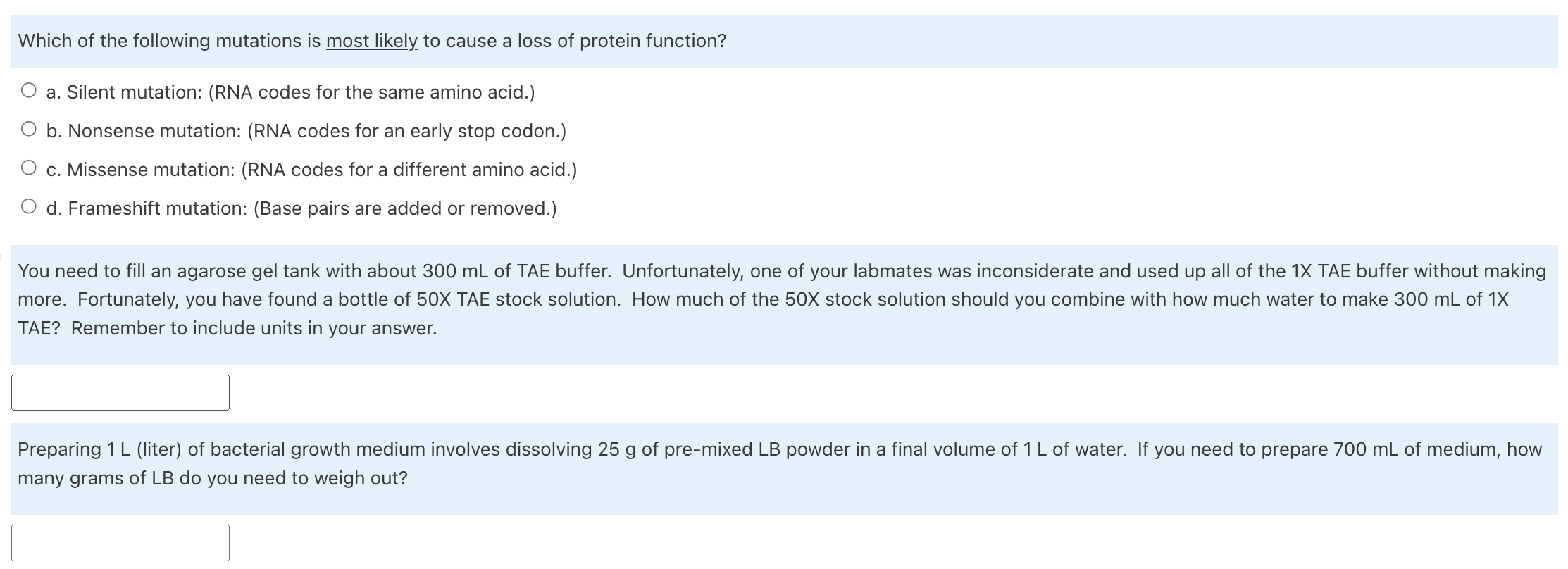 Solved Which of the following mutations is most likely to | Chegg.com