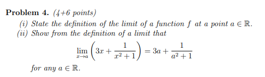 Solved Problem 4. (4+6 points) (i) State the definition of | Chegg.com